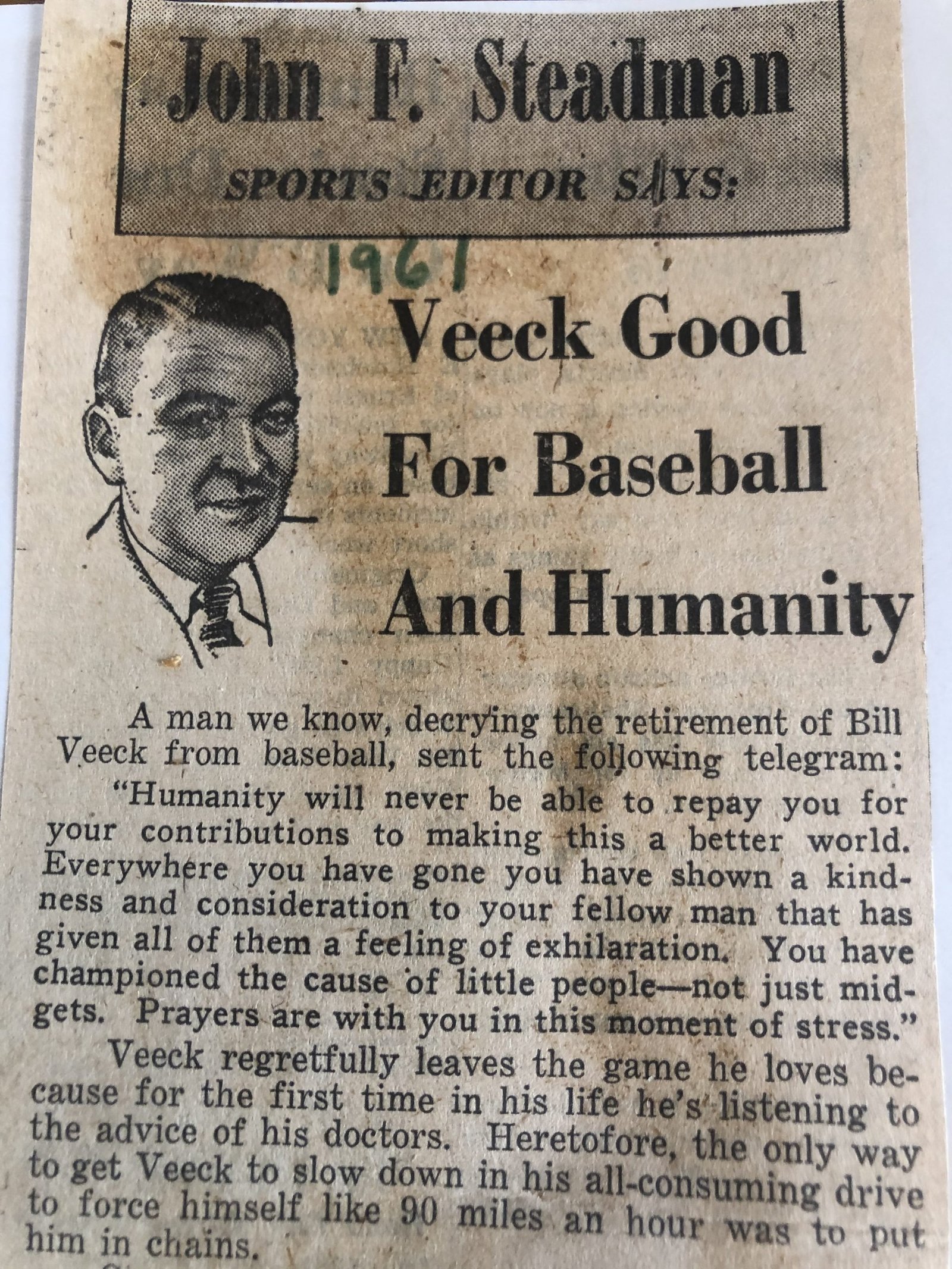The lost Bill Veeck files | Dave Hoekstra